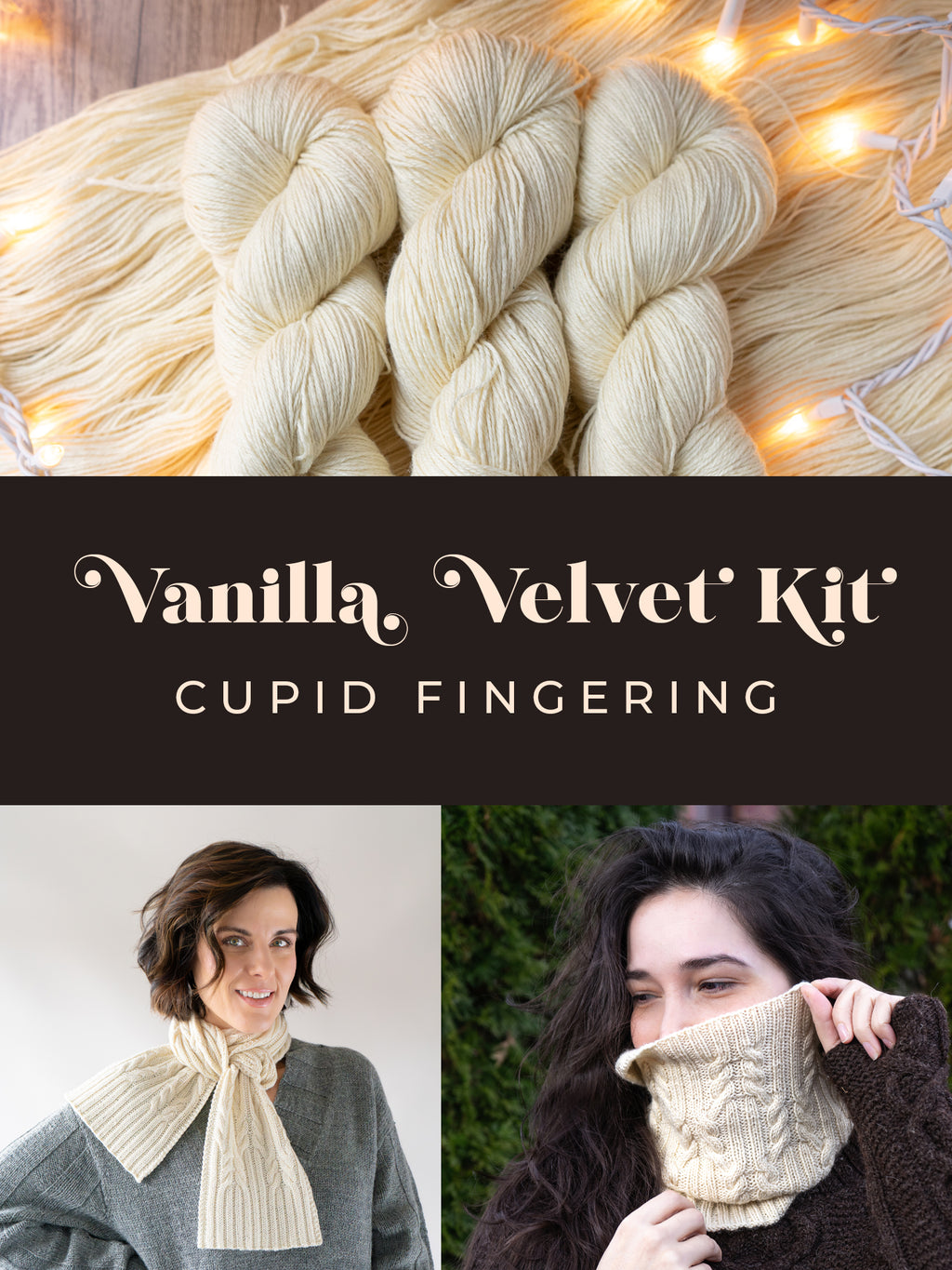 Vanilla Velvet Scarf or Cowl Kit yarn & knitting pattern kit