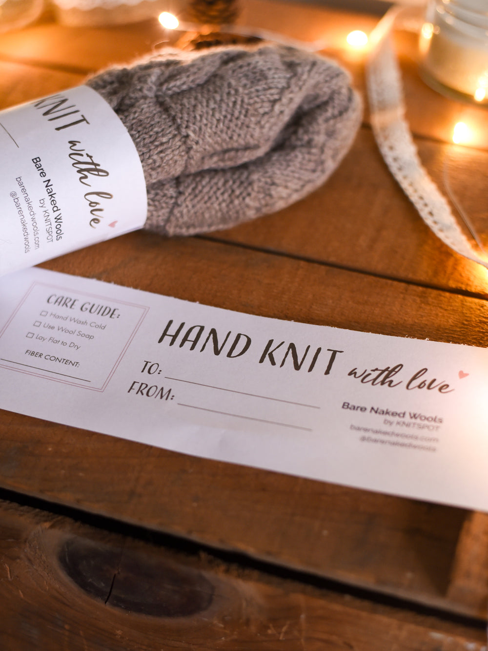 Free Printable Gift Tags - "Hand knit with Love"
