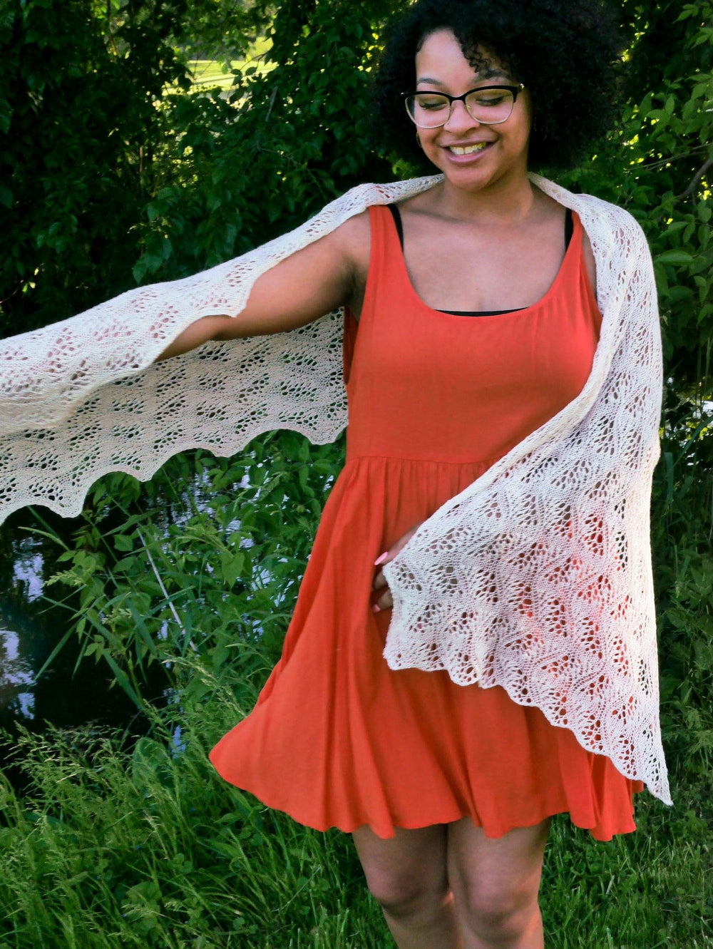 Japanese Feather Stole or Scarf knitting pattern
