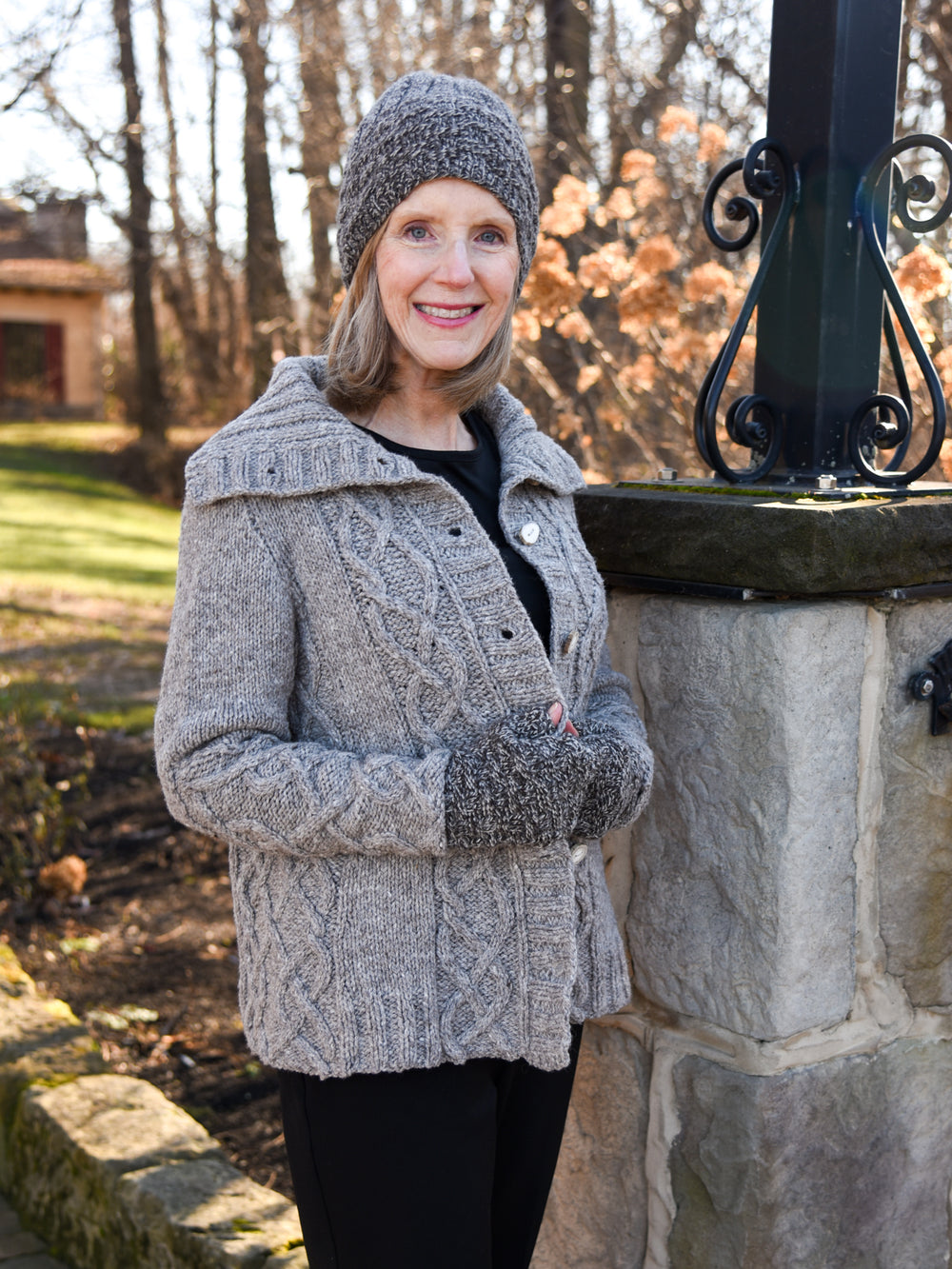 Creel Cap, Cowl, and Mitts knitting pattern