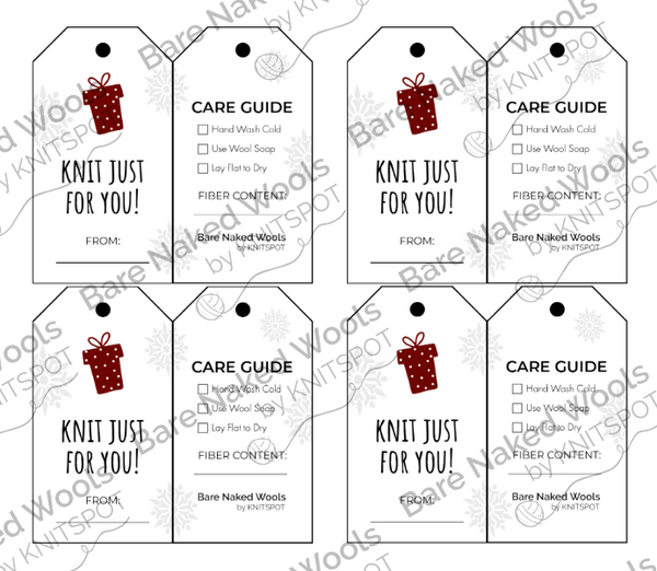 Free Printable Gift Tags - "Hand knit with Love"