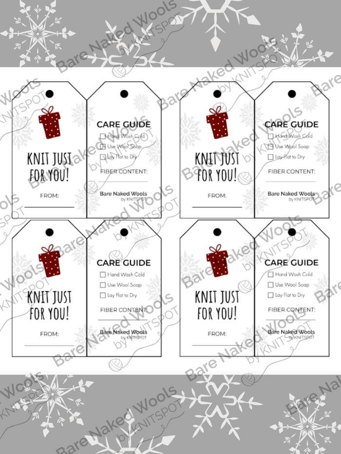 Free Printable Gift Tags - "Hand knit with Love"